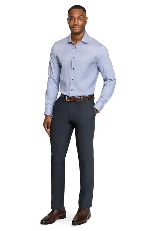 W.R.K Reworked Slim Fit Purple Medallion Print Cotton Dress Shirt - White/purple