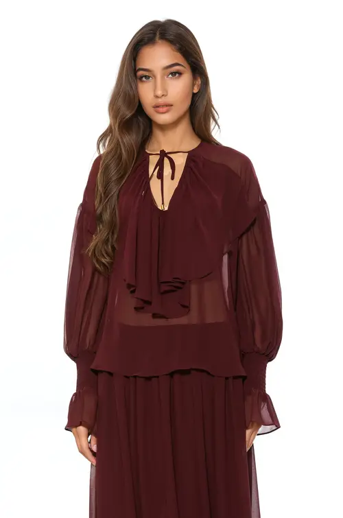 ALEXIA ADMOR Serelise Blouse - Burgundy