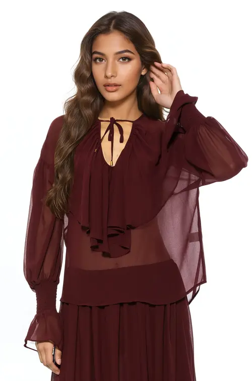 ALEXIA ADMOR Serelise Blouse - Burgundy