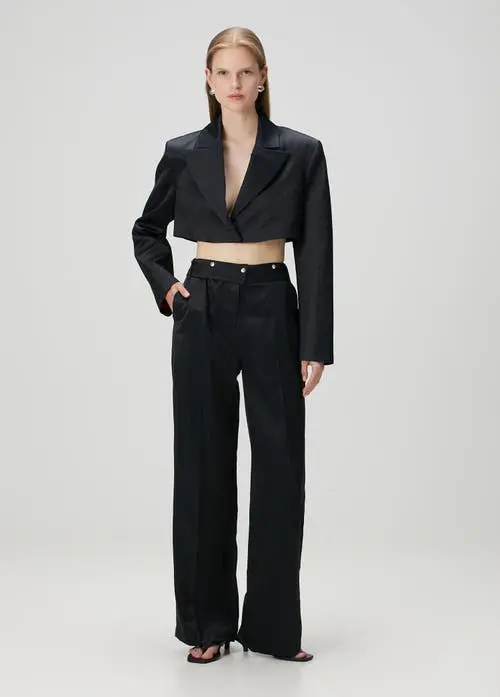 PCFG Woven Pant With Metal Button Detail - Black