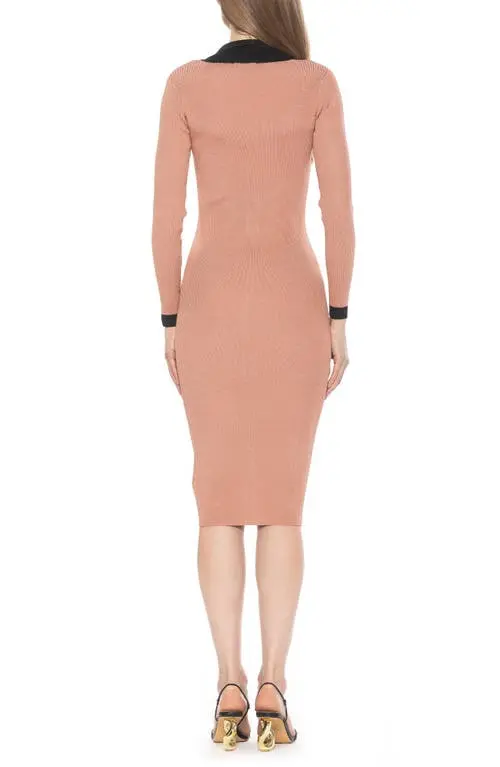 ALEXIA ADMOR Cordelia Knit Long Sleeve Shirtdress - Camel
