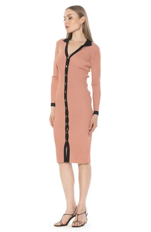 ALEXIA ADMOR Cordelia Knit Long Sleeve Shirtdress - Camel