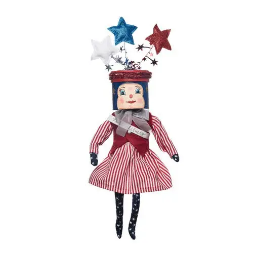 GALLERIE II Patriotic Miss Liberty Decorative Folk Art Dollamericana Decor - Red