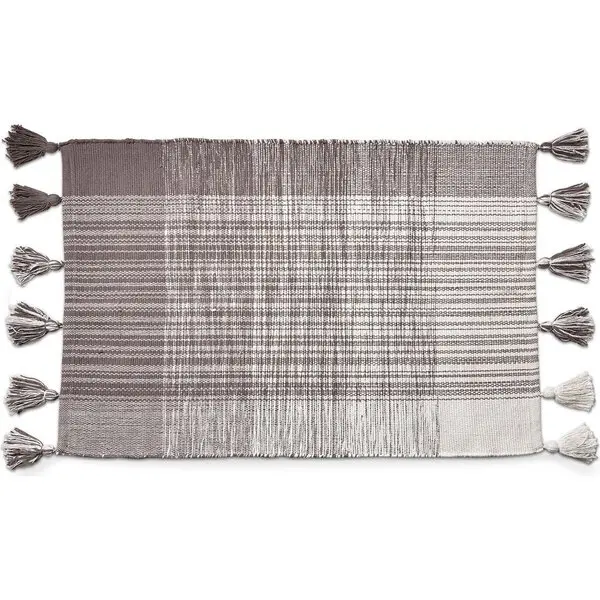 TAG Tassel Plaid Doormat Stylish Home Entryway Rug - Gray