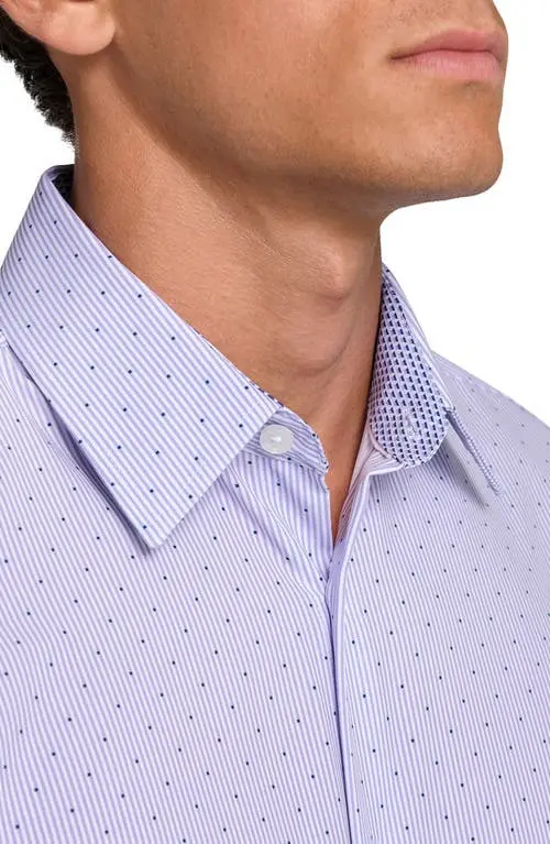 W.R.K Regular Fit Stripe Dot Performance Dress Shirt - White/purple
