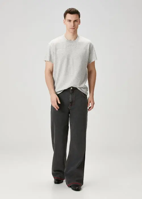 PCFG Cotton Tshirt With Emboss Print - Grey