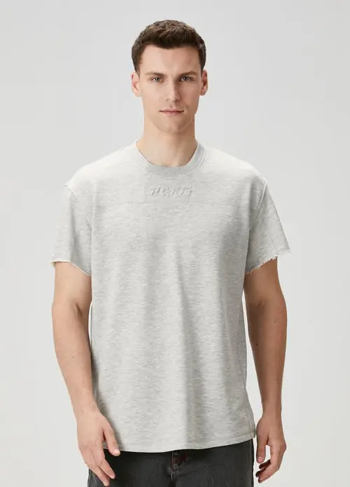 PCFG Cotton Tshirt With Emboss Print - Grey