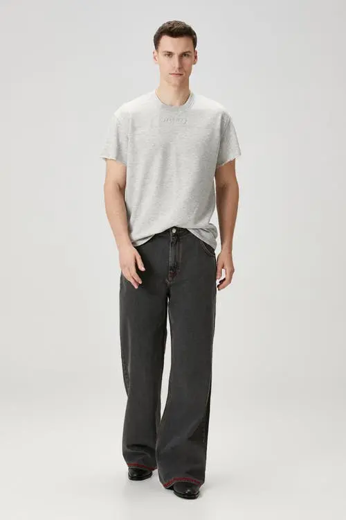 PCFG Cotton Tshirt With Emboss Print - Grey
