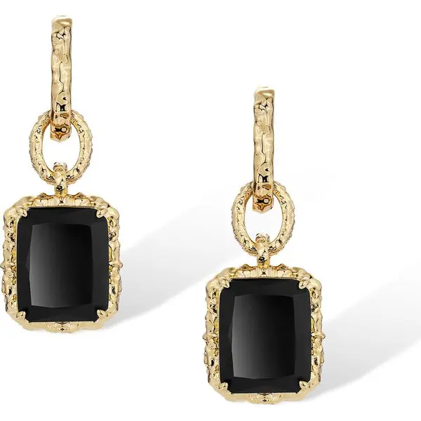 RETRO CHIC Lava Dangle Earrings - Gold & Black