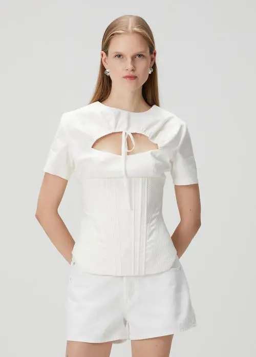 PCFG Tailored Corset Tee Top With Bust Window