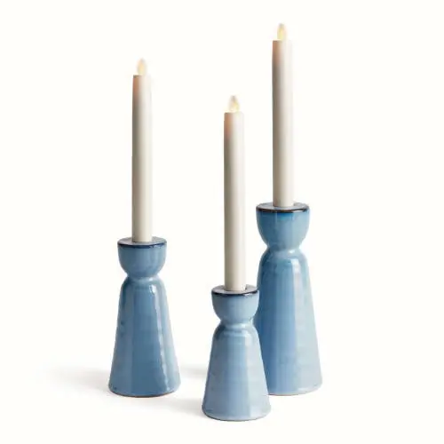 NAPA HOME & GARDEN Libbey Taper Candle Holders - Blue