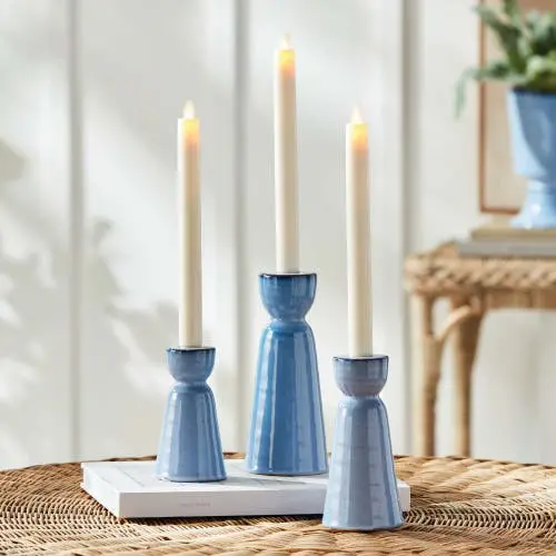 NAPA HOME & GARDEN Libbey Taper Candle Holders - Blue