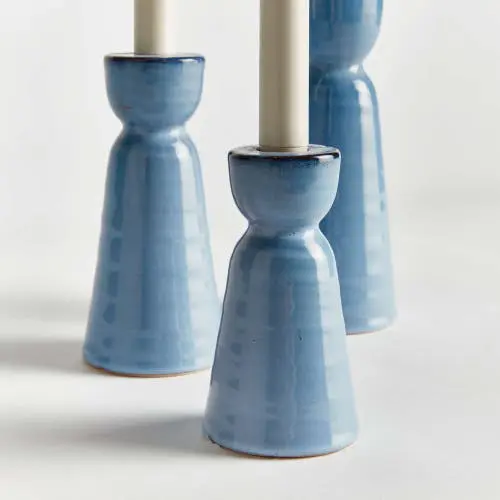 NAPA HOME & GARDEN Libbey Taper Candle Holders - Blue