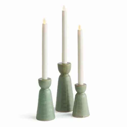 NAPA HOME & GARDEN Libbey Taper Candle Holders - Green