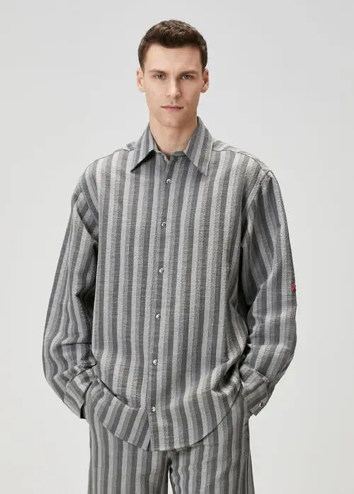 PCFG Linen & Cotton Blend Checked Woven Shirt