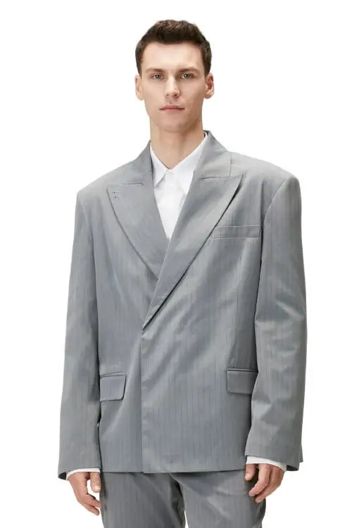 PCFG Cotton Blend Striped Woven Blazer
