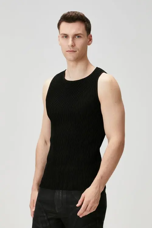 PCFG Ribbed Knit Sleeveless Tank Top