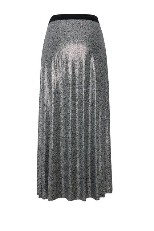 PCFG Sequined Skirt With Contrast Waistband And Slit