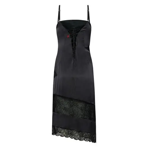 PCFG Pure Silk Dress With Lace Detail - Black