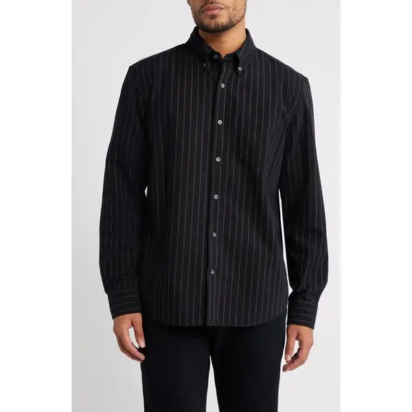 Ag Dean Pinstripe Cotton Button-down Oxford Shirt