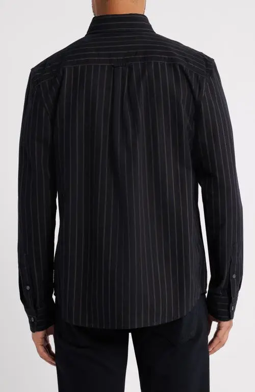 Ag Dean Pinstripe Cotton Button-down Oxford Shirt