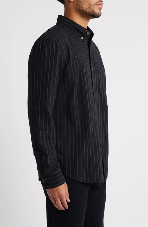 Ag Dean Pinstripe Cotton Button-down Oxford Shirt