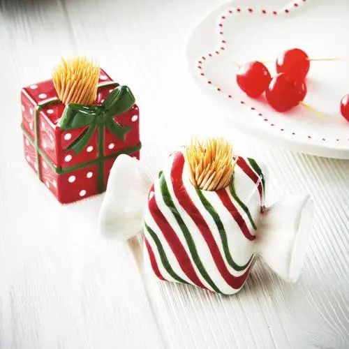 TAG Multicolor Ceramic Toothpick Holder Set For Kitchen Serving