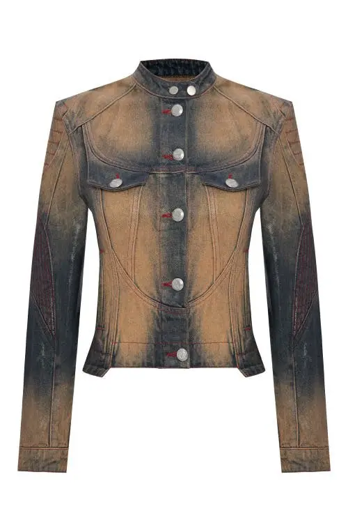 PCFG Pure Cotton Faded Motorcycle Jacket - Blue