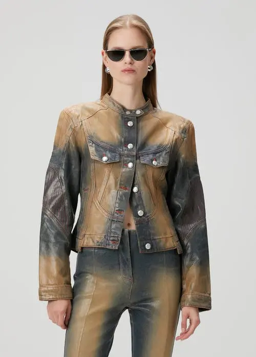 PCFG Pure Cotton Faded Motorcycle Jacket - Blue