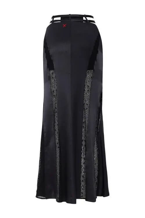 PCFG Pure Silk Maxi Skirt With Lace Insets