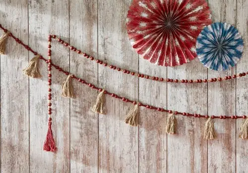 TAG Bead And Jute Tassel Garland Natural Decorative Wall Decor