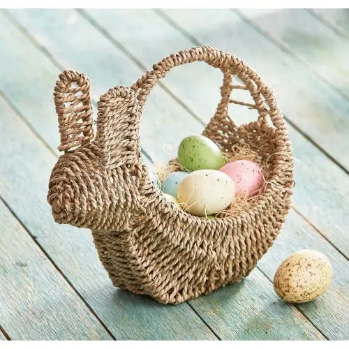 TAG Seagrass Easter Bunny Shaped Basket For Tabletop Decor