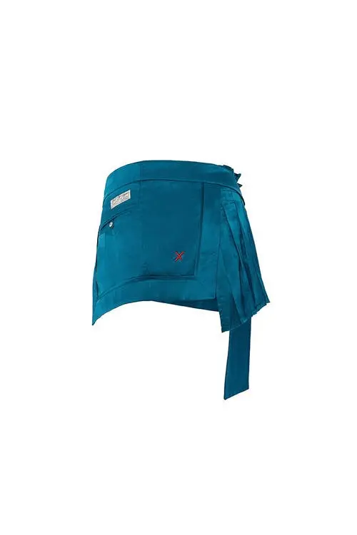 PCFG Pure Silk Asymmetrical Pleated Mini Skirt - Blue