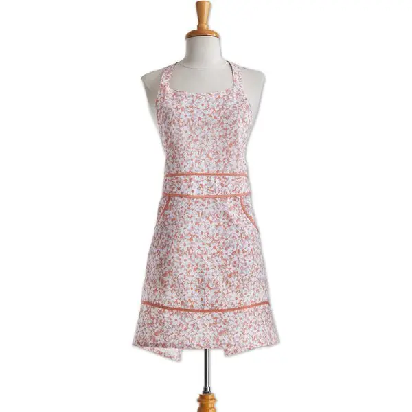 TAG Flower Petals Cotton Baking Apron With Pockets And Ties - Pink