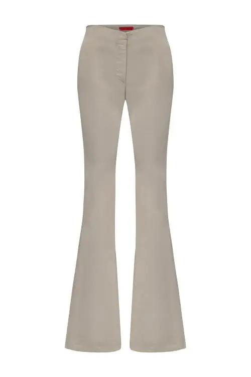 PCFG Linen Blend Shiny Woven Pants - Beige