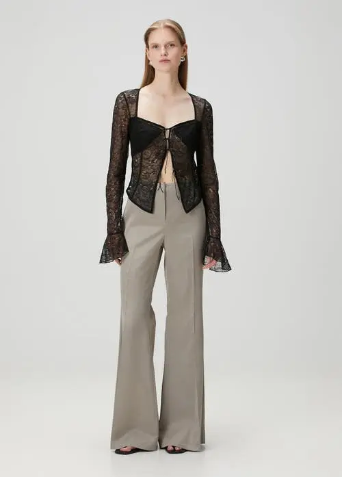 PCFG Linen Blend Shiny Woven Pants - Beige