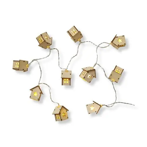 TAG Wooden House Led String Lights Indoor Decorative Lighting - Beige
