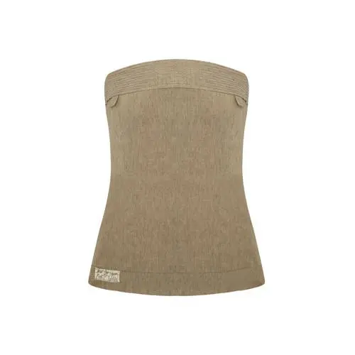 PCFG Linen Blend Strap Top - Beige
