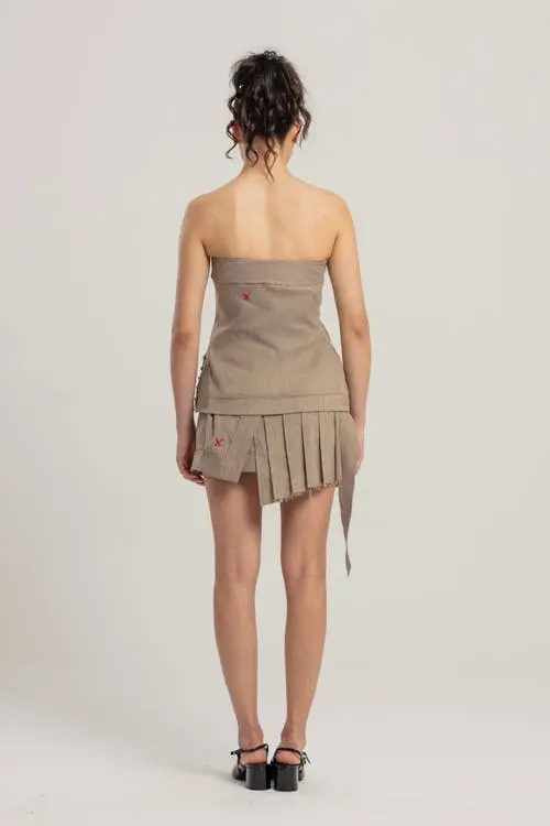 PCFG Linen Blend Strap Top - Beige