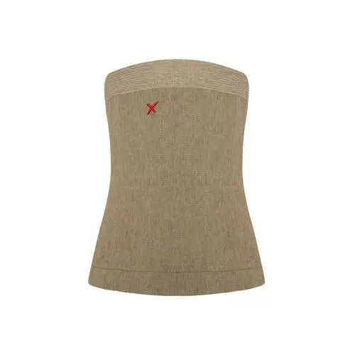 PCFG Linen Blend Strap Top - Beige