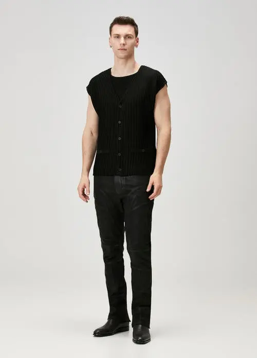 PCFG Sleeveless V-neck Knit Vest - Black