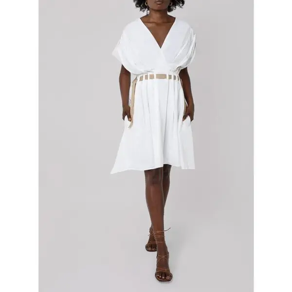 HAVELI Amma Poplin Ribbon Dress - White