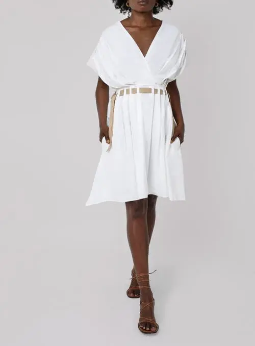 HAVELI Amma Poplin Ribbon Dress - White