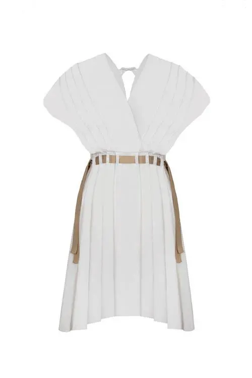 HAVELI Amma Poplin Ribbon Dress - White