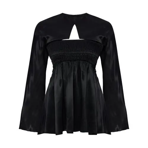 PCFG Long Sleeve Mini Dress With Open Back And Tie Detail