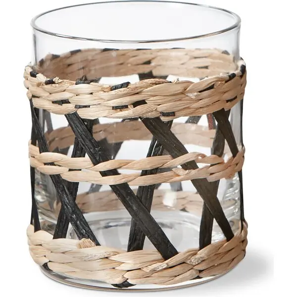 TAG Island Collection Clear Glass Dof Drinkware With Braided Sleeve - Black