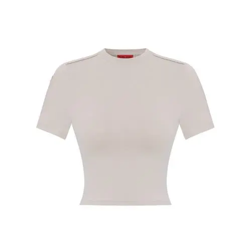 PCFG Cotton Slim Fit Cropped T-shirt - Beige