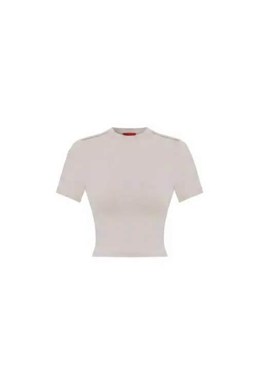 PCFG Cotton Slim Fit Cropped T-shirt - Beige