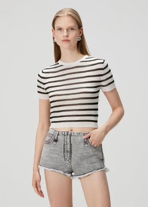 PCFG Striped Short Sleeve Knit Top