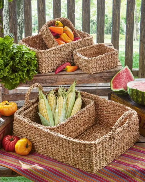 TAG Rectangular Tray With 5 Baskets Natural Seagrass Decor